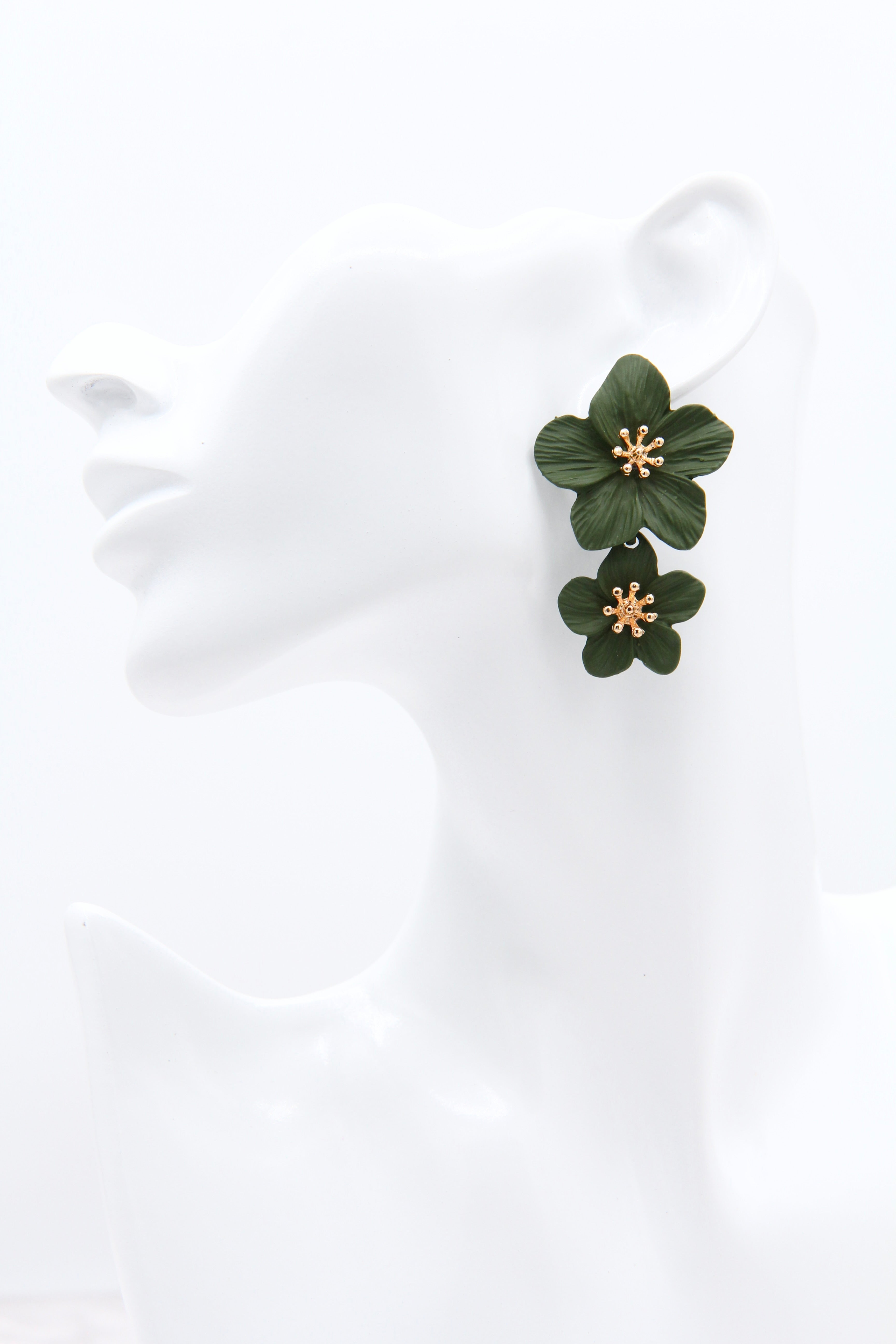 Olive Green Double Flower Drops – Roam Home and Accessories